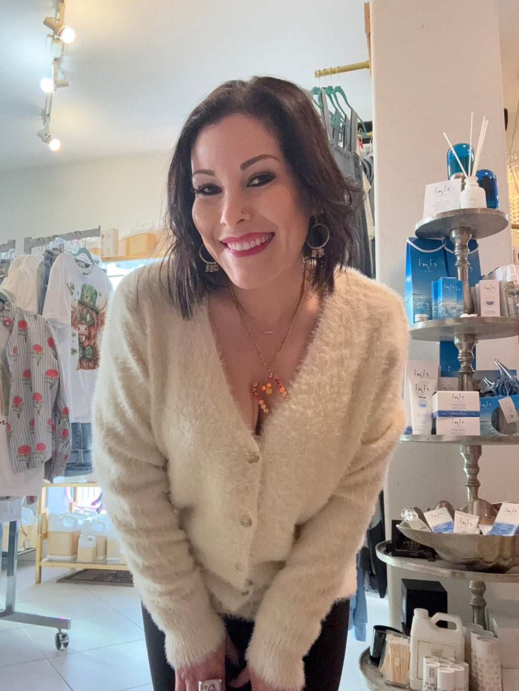 Fuzzy Button Sweater- Cream – Boutique Bella Bella