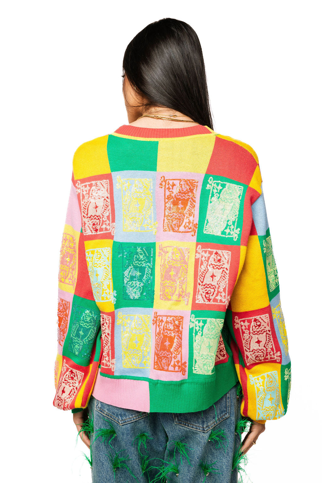 QOS Multi Colorblock Logo Button Up Cardigan – Boutique Bella Bella