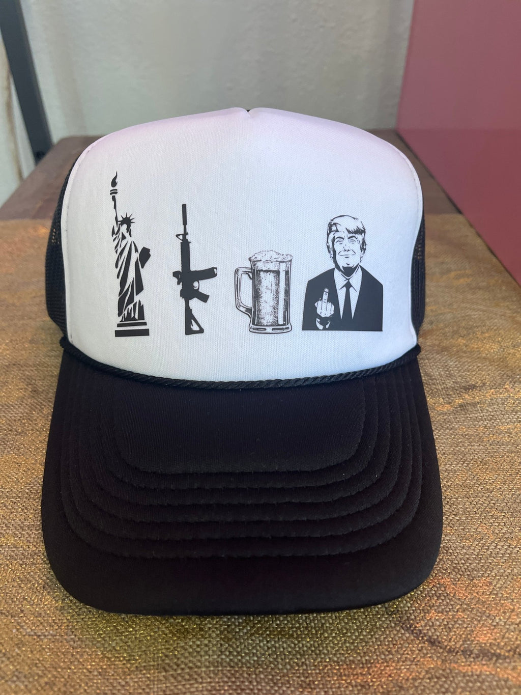 Liberty, Guns, Beer and Trump Trucker Hat – Boutique Bella Bella